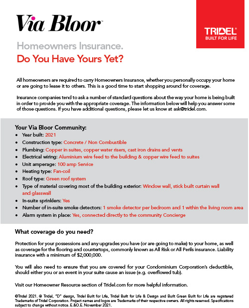 Via Bloor Homeowner Resources - Tridel